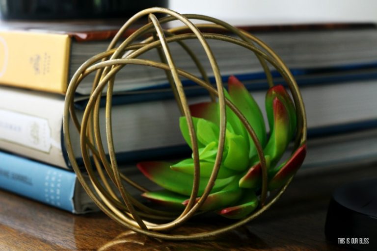 DIY Faux Succulent Gold Wire Orb | This is our Bliss