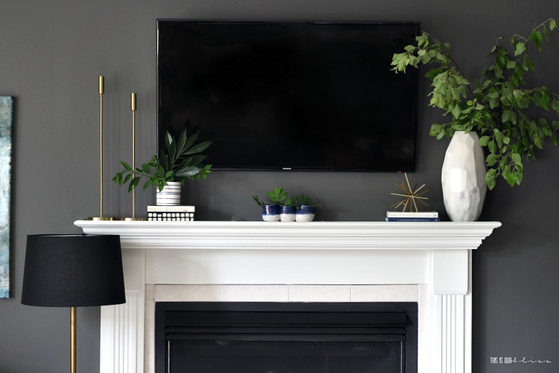 Simple Summer Mantel with fresh greens and pops of blue - This is our ...